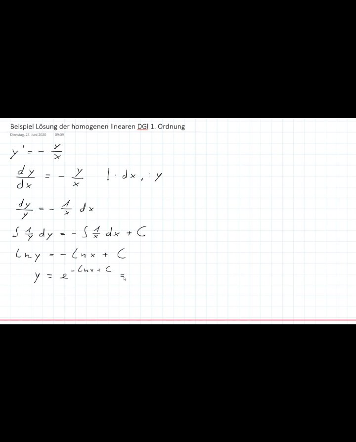 Differenzialgleichungen - Beispiel Lösung einer homogenen lineare DGL 1 ...